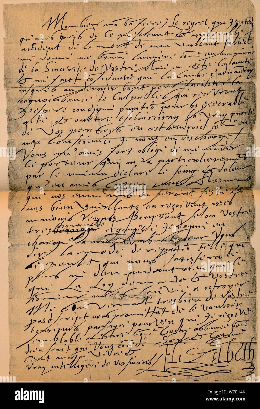 A letter from Queen Elizabeth I (1533-1603) to King Jmaes VI (1566-1625 ...