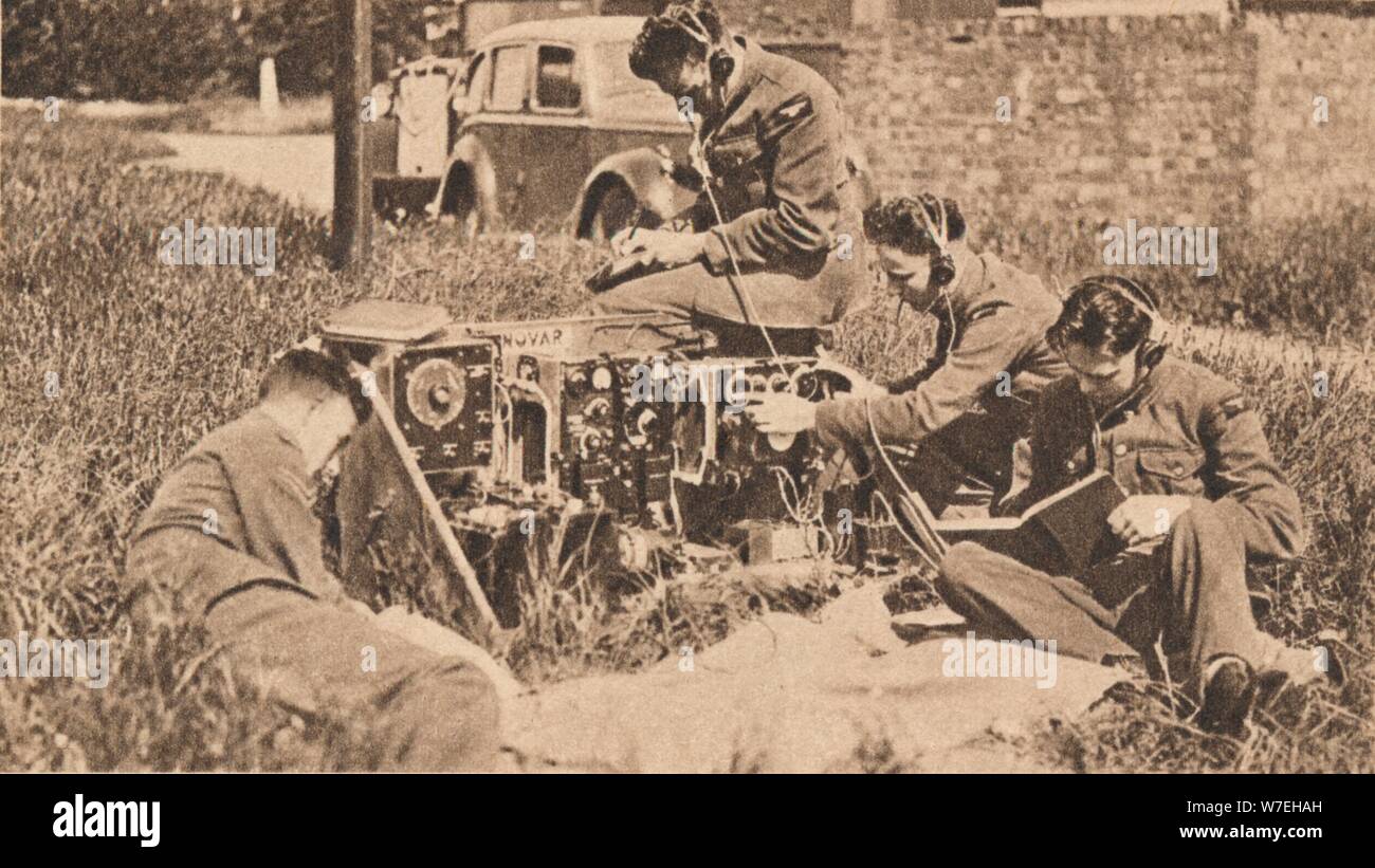 Wireless Operator Inside Latest Type of Training Machine, 1940. Artist ...