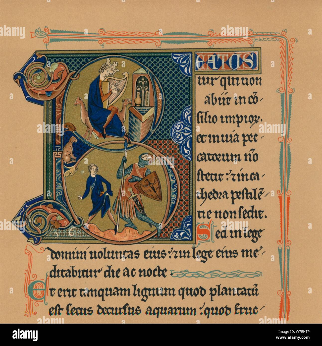 Miniature Initial and Part of a Page from a Psalter, (13th century ...