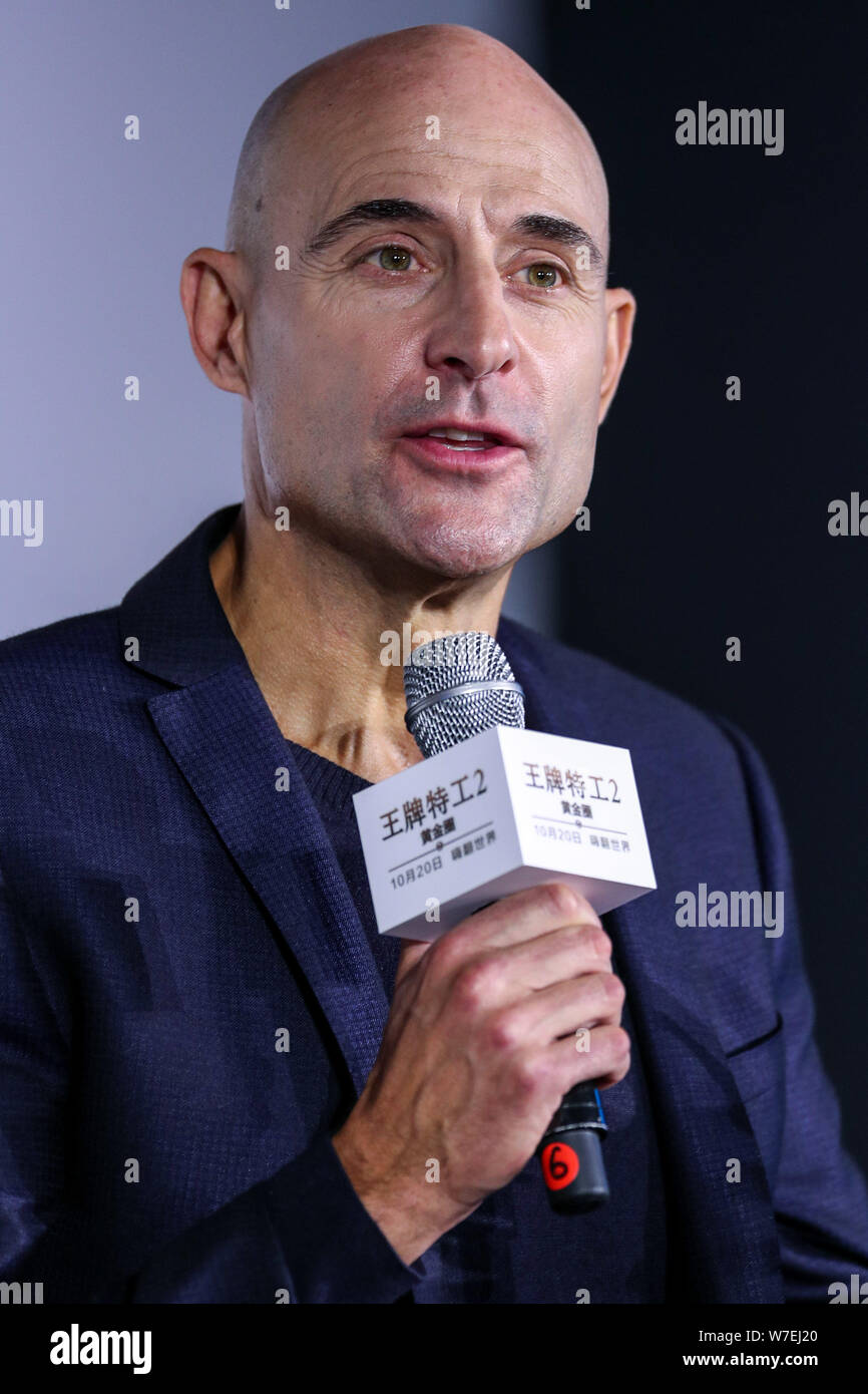 British actor Mark Strong attends a press conference to promote their ...