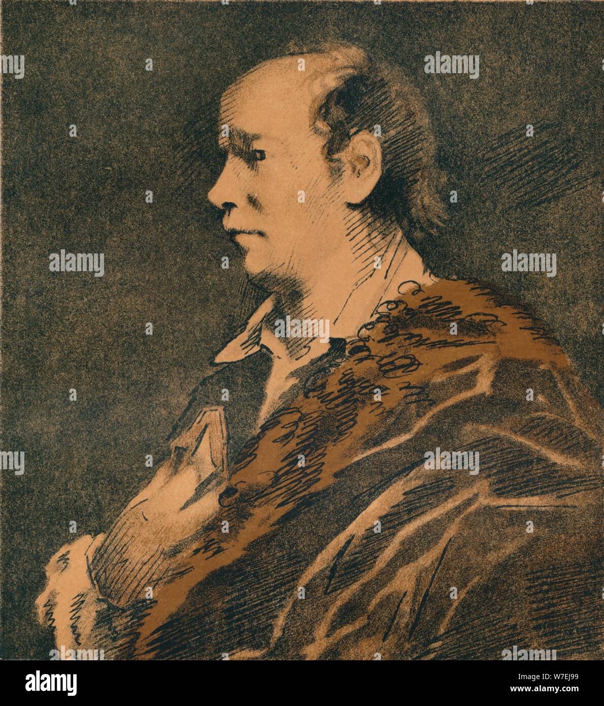 Sketch of Oliver Goldsmith, by Sir Joshua Reynolds, 1769-70, (1906 ...