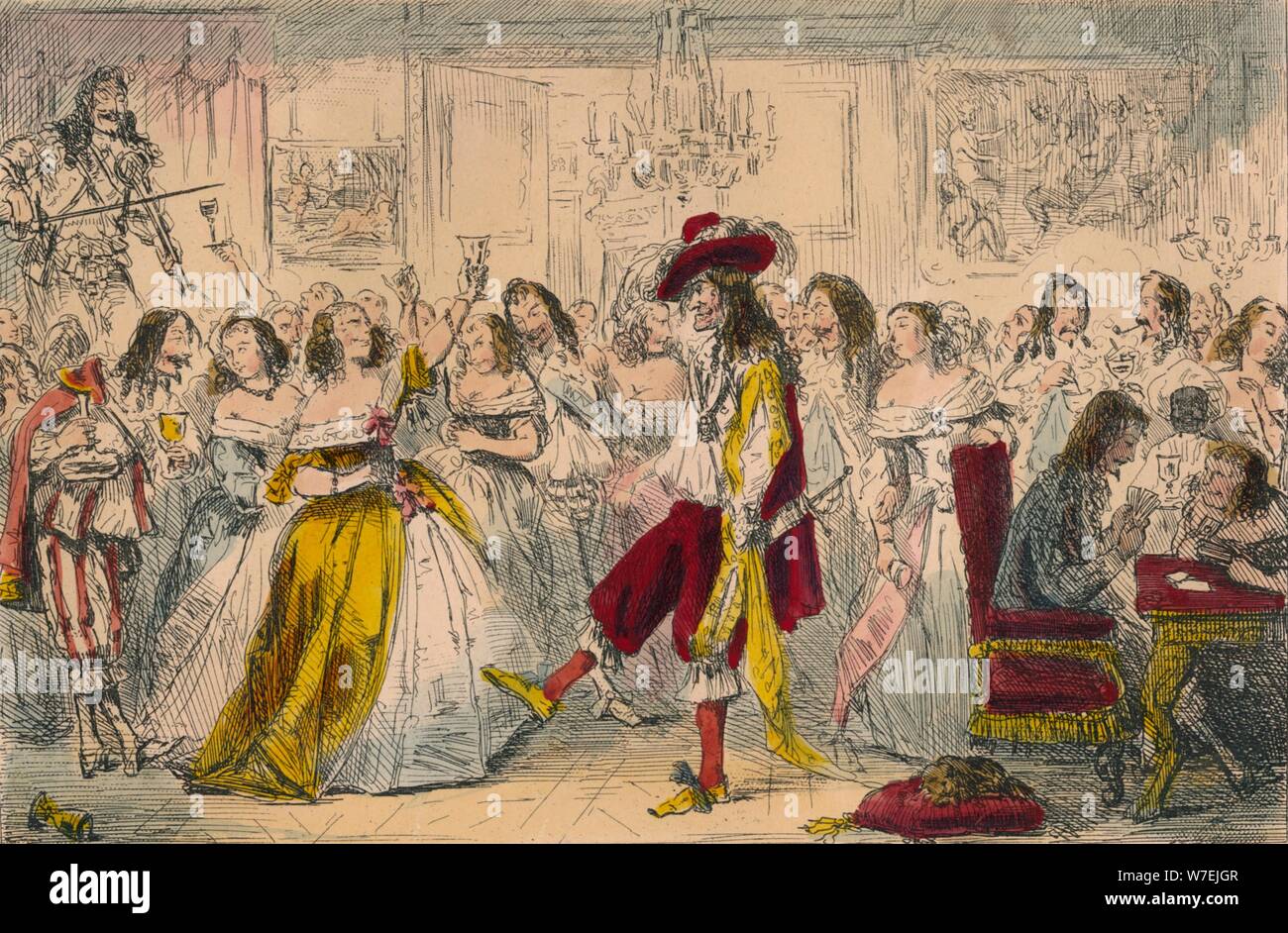 Evening Party - Time of Charles II, 1850. Artist: John Leech Stock ...