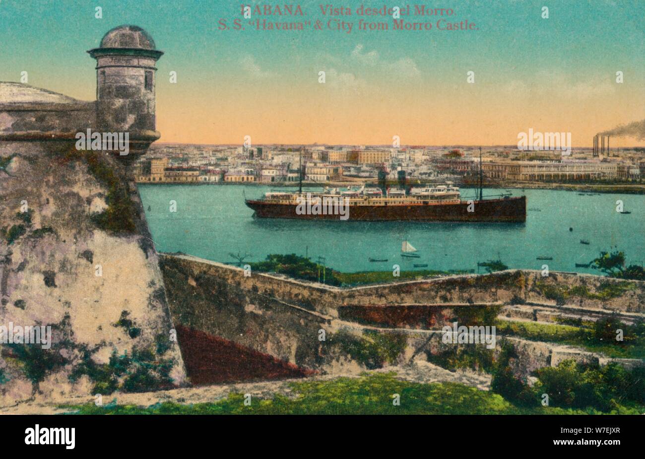 SS Havana and city from Morro Castle, Havana, Cuba, c1910. Artist ...