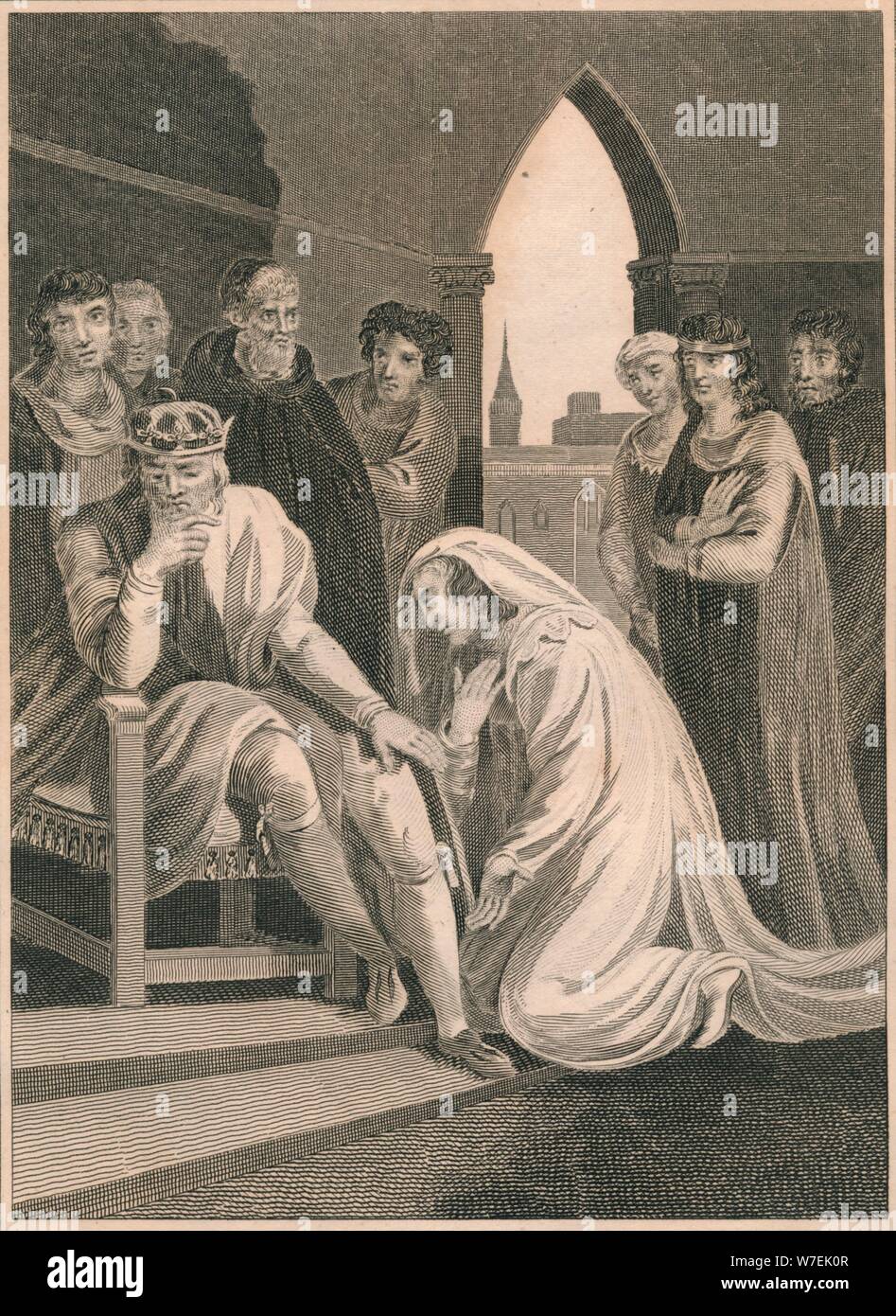 Queen of Richard II, interceeding for the Life of Simon Burley, 1388 ...