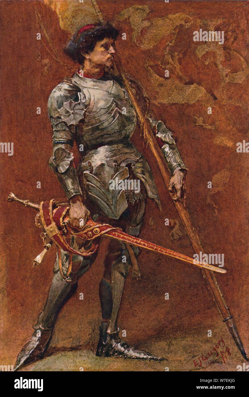 Knight in armour, circa late 19th century. Artist: Edward John Gregory ...