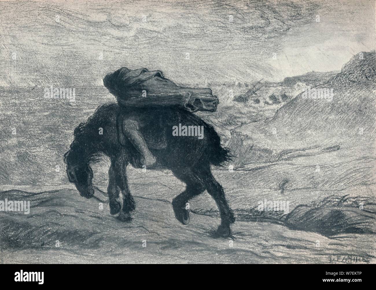 'Phoebus et Boree', 19th century. Artist: Jean Francois Millet Stock ...