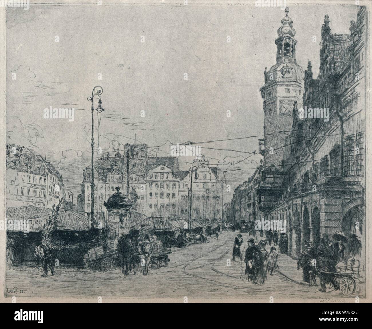 'Market Place, Leipzig', c1913. Artist: Walter Zeising Stock Photo - Alamy