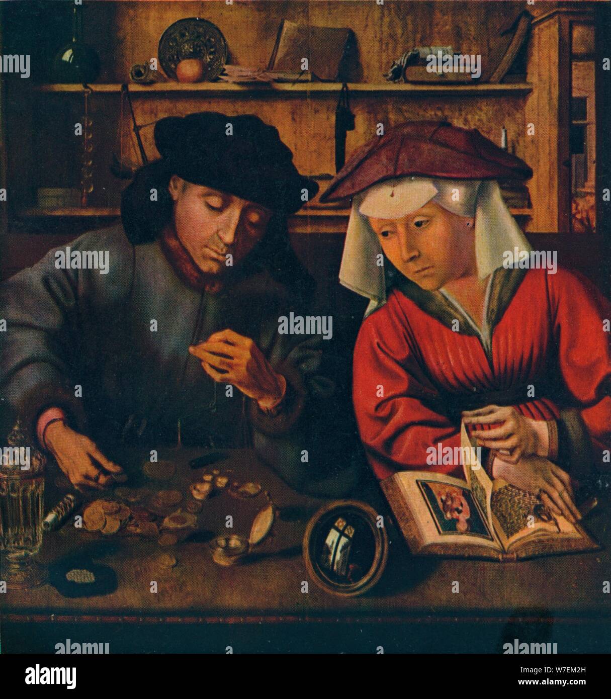 'The Moneylender and his Wife', 1514. Artist: Quentin Metsys I Stock ...