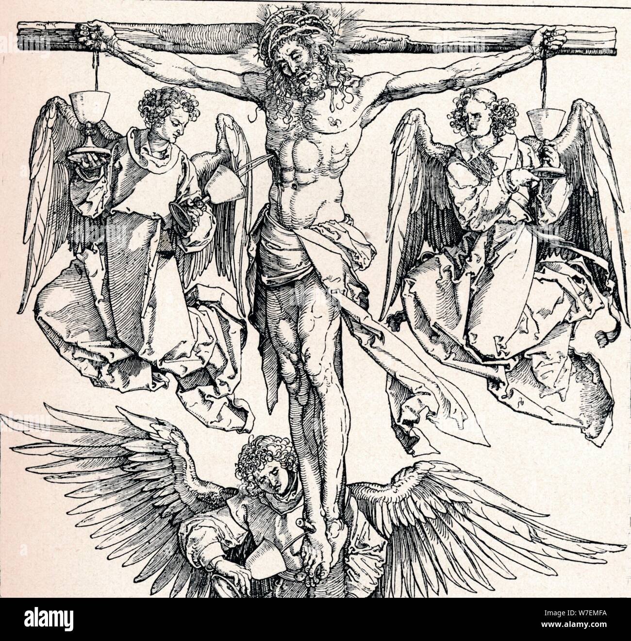 'Christ on the Cross with Three Angels', 1523-1525 (1906). Artist: Albrecht Durer Stock Photo ...