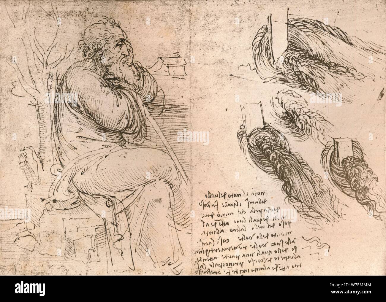 Drawing illustrating the representation of hair falling down in curls ...