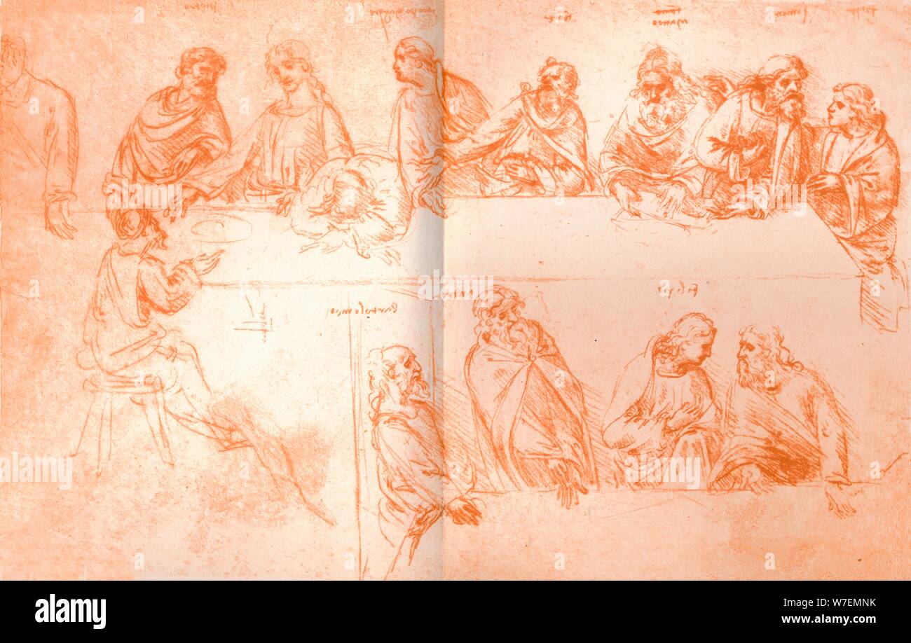 Preparatory sketch for the painting of `The Last Supper`, c1494-c1499 ...