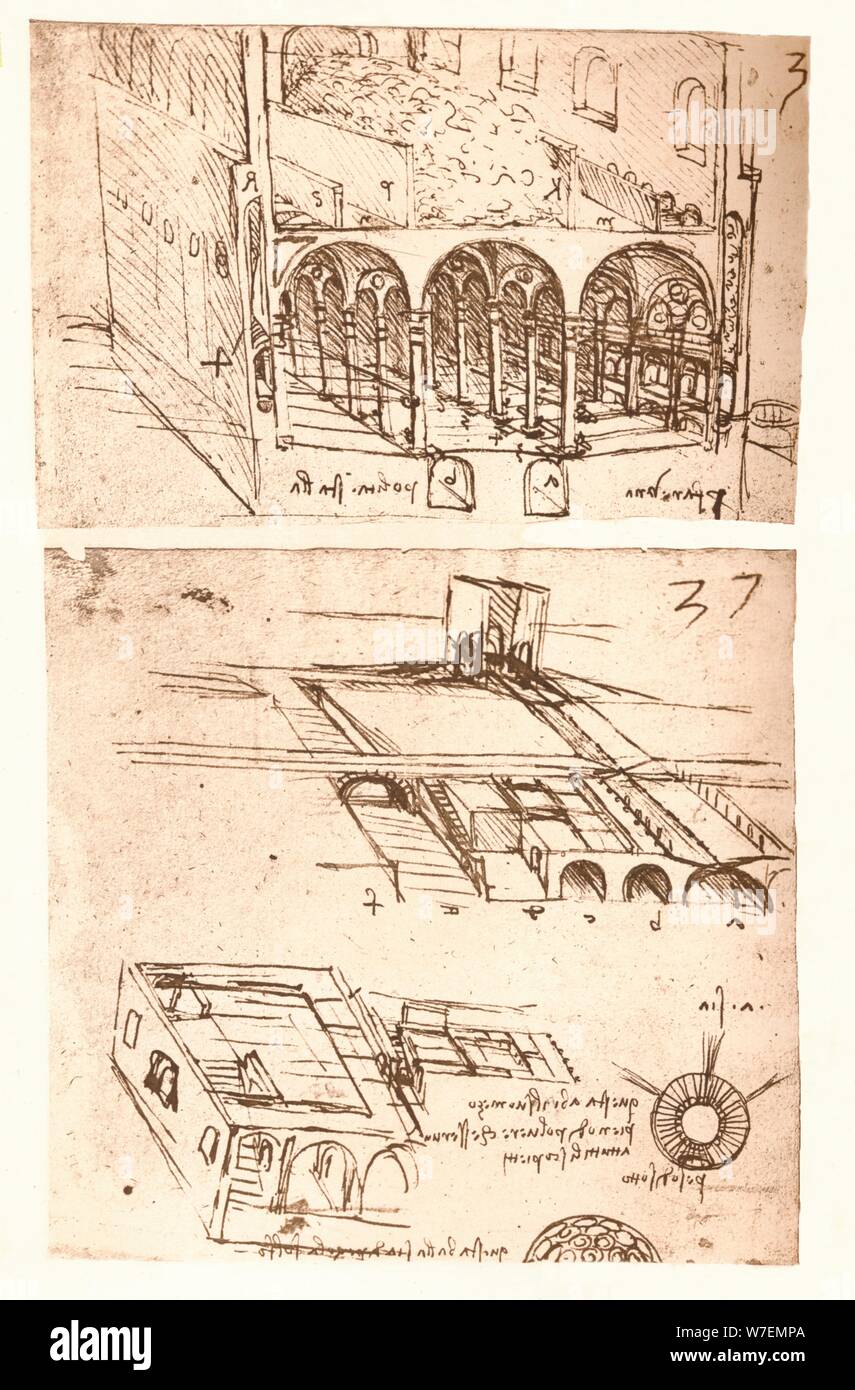Two architectural drawings, c1472-c1519 (1883). Artist: Leonardo da ...