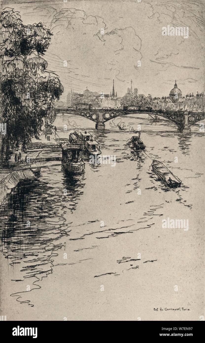 'The Pont du Carrousel', 1915. Artist: Frank Milton Armington Stock ...