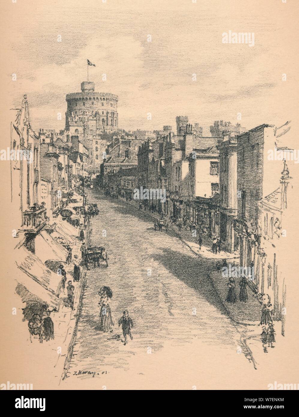 'Great Tower of Windsor Castle From Peascod Street', 1902. Artist ...
