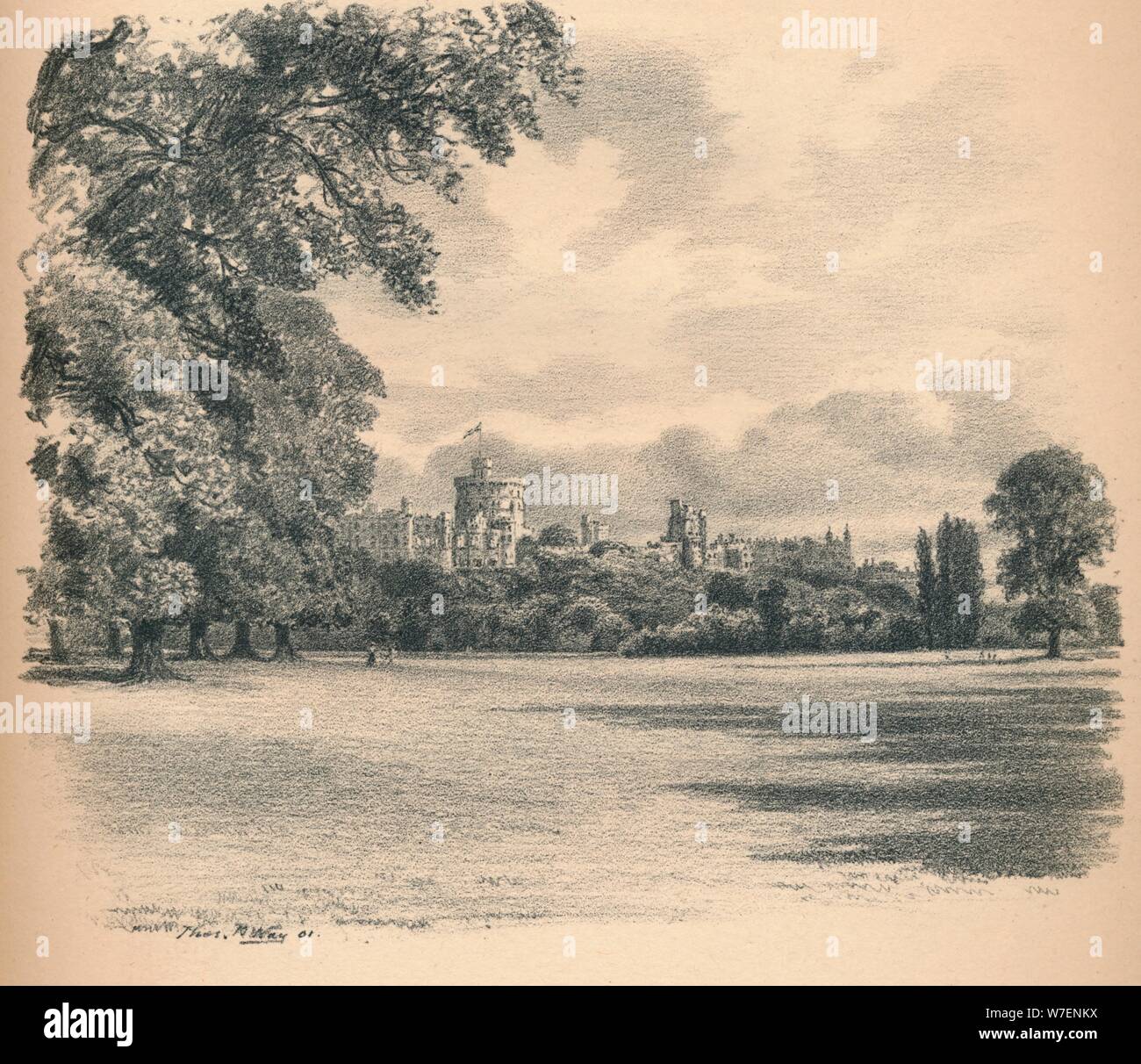 'Windsor Castle From the Home Park', 1902. Artist: Thomas Robert Way ...