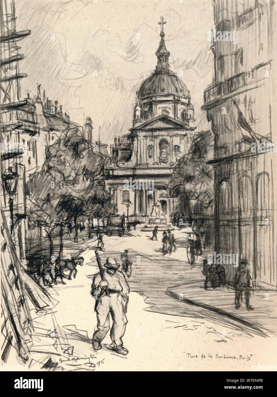 'Place de la Sorbonne', 1915. Artist: Frank Milton Armington Stock ...