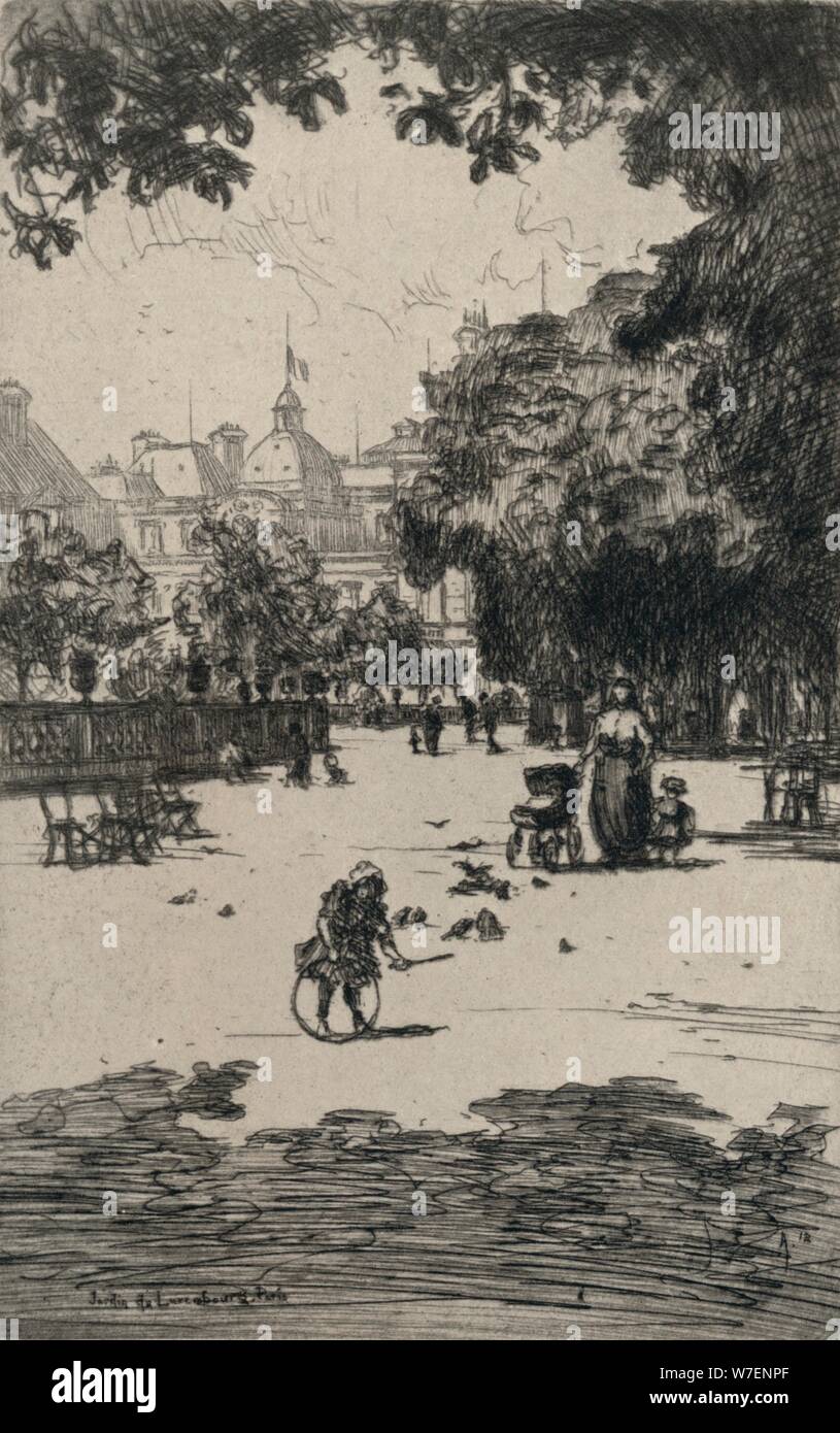 'Jardin du Luxembourg', 1915. Artist: Frank Milton Armington Stock ...