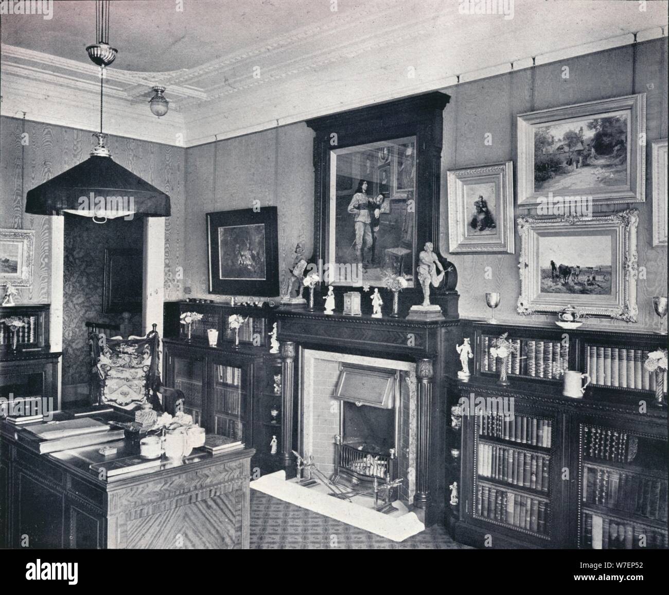'Library of Captain Harvey, Hampstead', c1903. Artist: Frank William ...