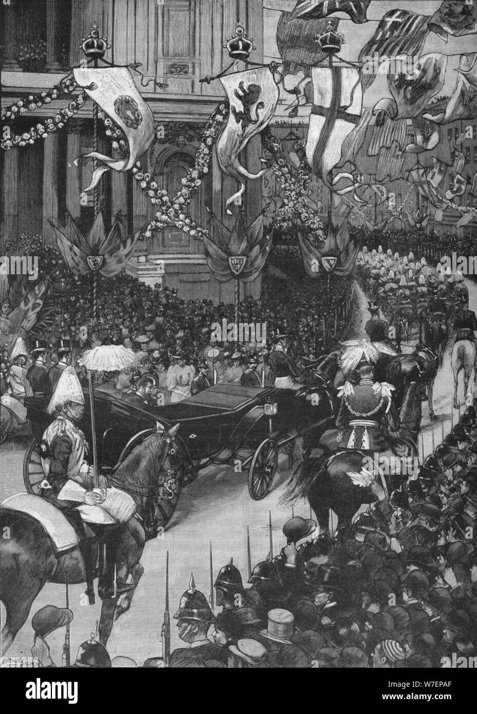 Marriage of the Duke of York: the royal procession passing St Paul's ...