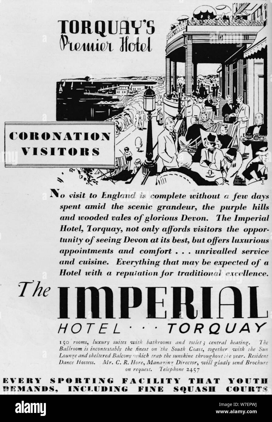'The Imperial Hotel, Torquay', 1937. Artist: Unknown Stock Photo - Alamy