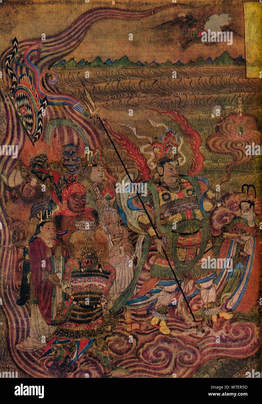 'Vaishravana travelling across the waves, from the Caves of the ...