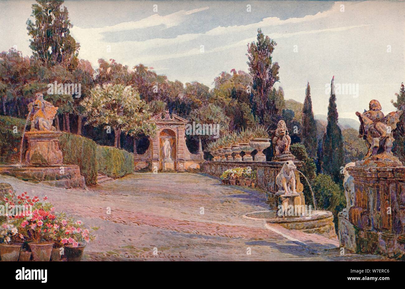 'Upper Terrace, Villa Imperiale, Genoa', 1900. Artist: George Samuel ...
