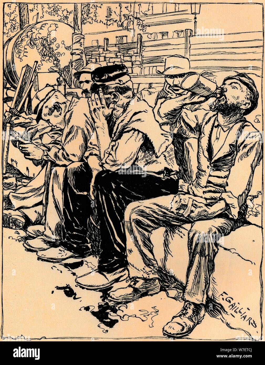 'Workmen at Dinner', c1900. Artist: Franz Gailliard Stock Photo - Alamy