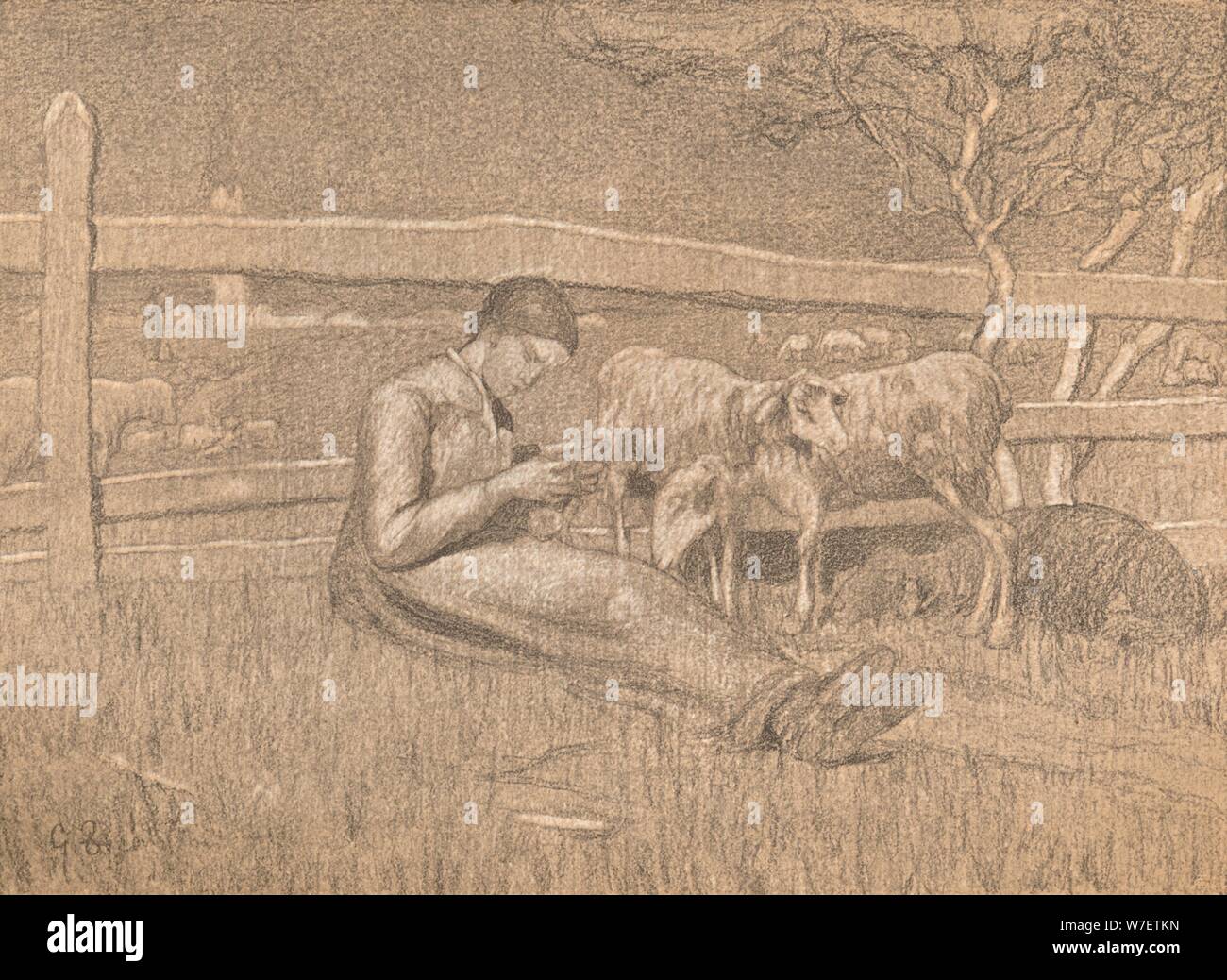 'The Shepherdess', c1888. Artist: Giovanni Segantini Stock Photo - Alamy