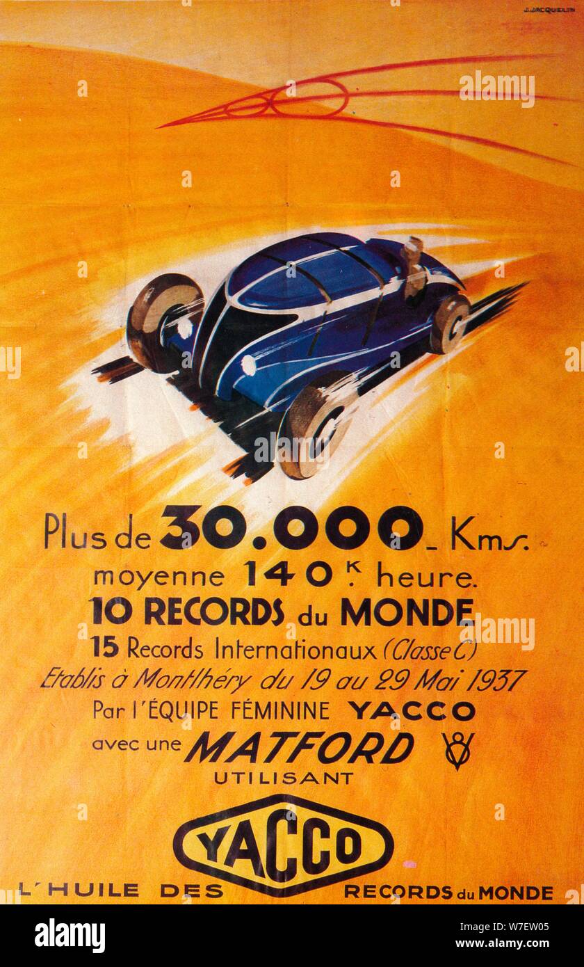 Advertisement for Yacco motor oil, c1937. Artist: Unknown Stock Photo ...