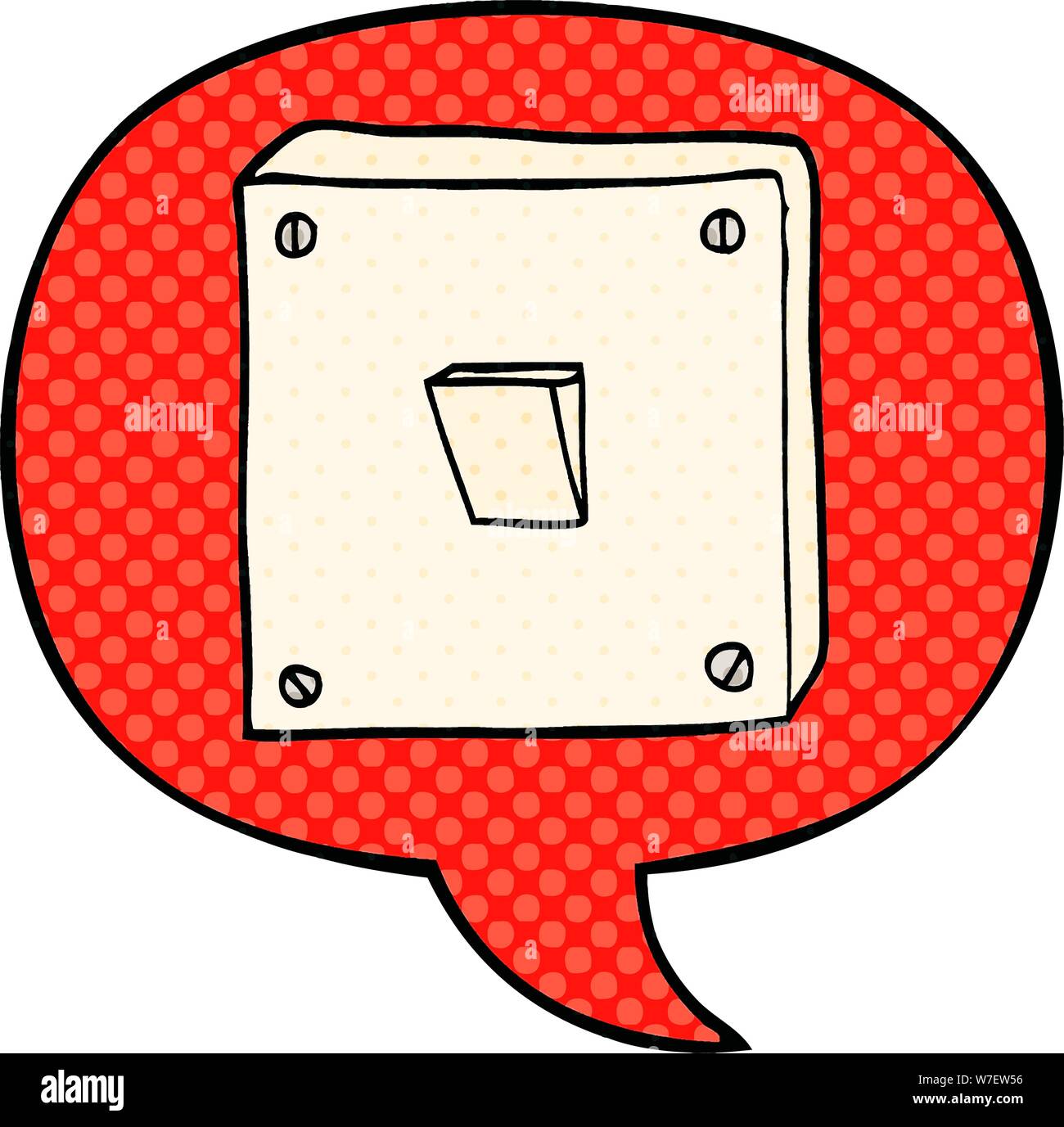 cartoon light switch with speech bubble in comic book style Stock ...