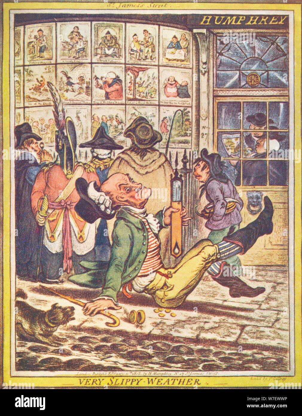 'Very Slippy Weather', 1808. Artist: James Gillray Stock Photo - Alamy