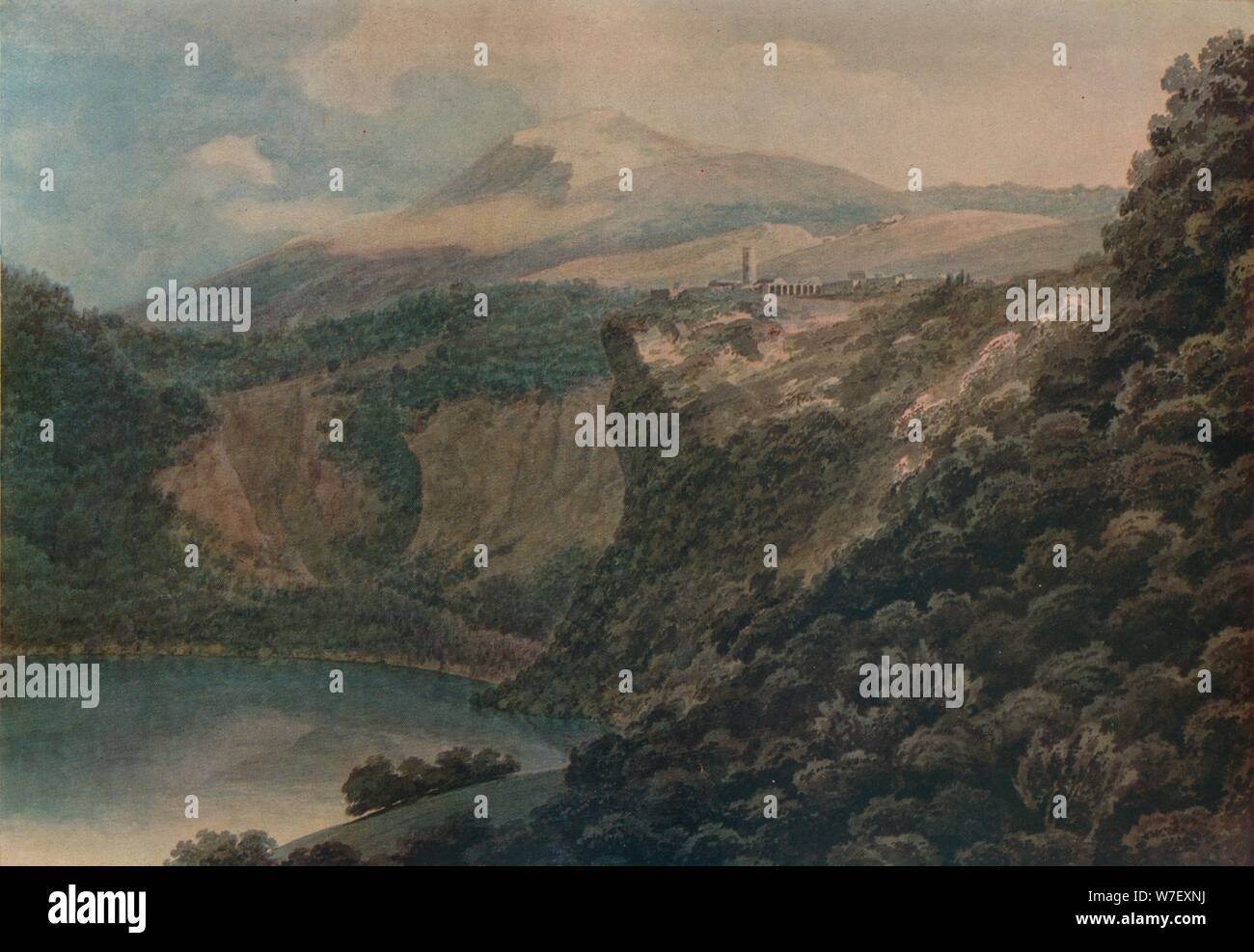 'The Lake and Town of Nemi', 1778. Artist: John Robert Cozens Stock ...