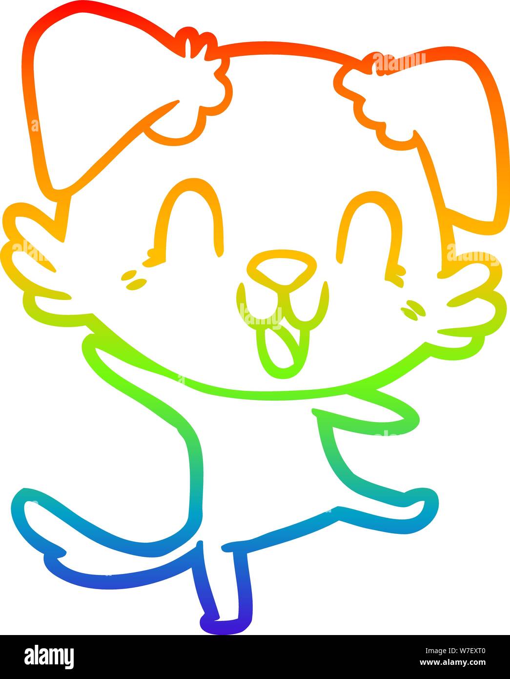 rainbow gradient line drawing of a laughing cartoon dog Stock Vector ...