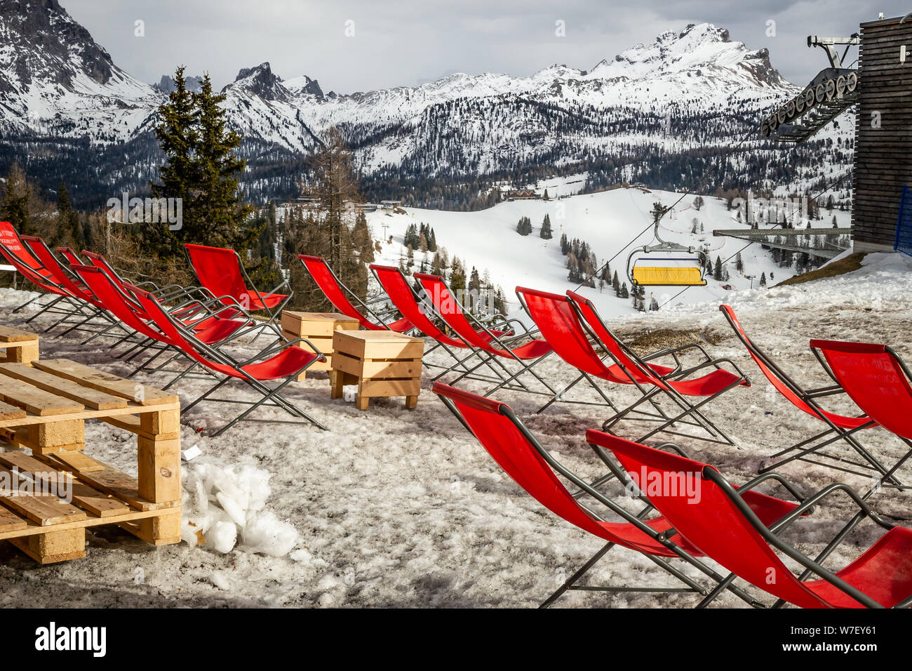 Outdoor cafe in Alps, Alta Badia, Italy Stock Photo - Alamy