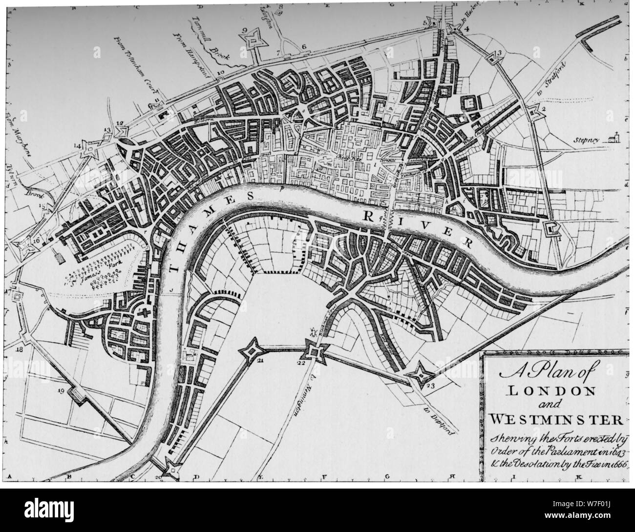 Great fire london 1666 map hi-res stock photography and images - Alamy