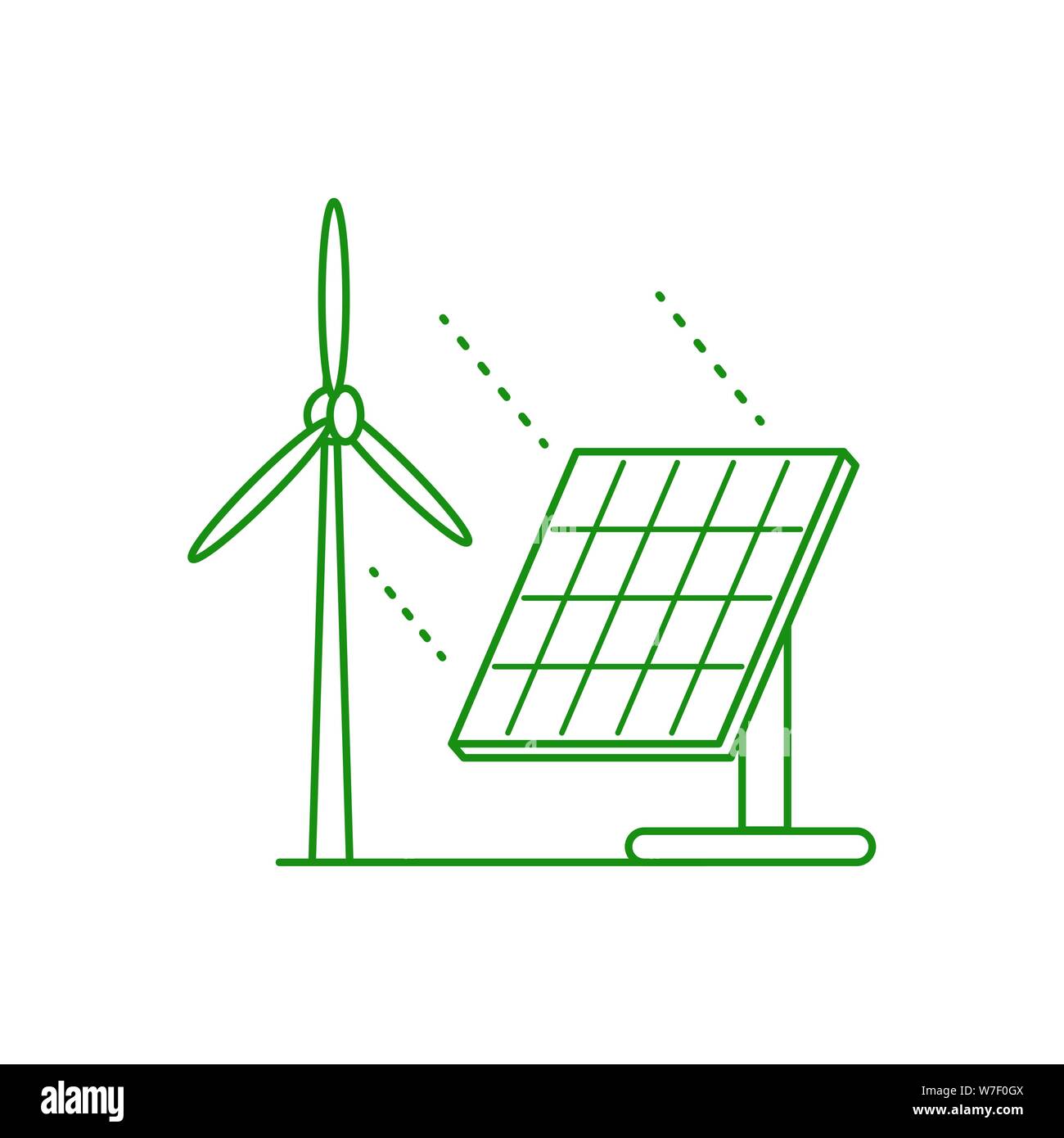solar panel energy with windmill air power vector illustration design ...