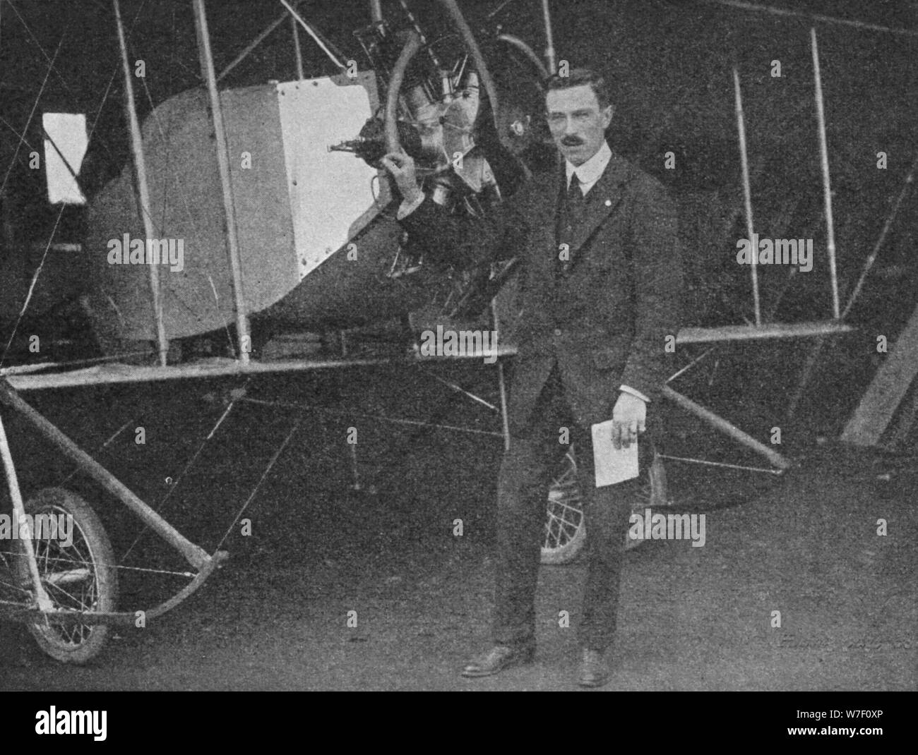 One of the best instructors: Lewis WF Turner standing by a Caudron ...