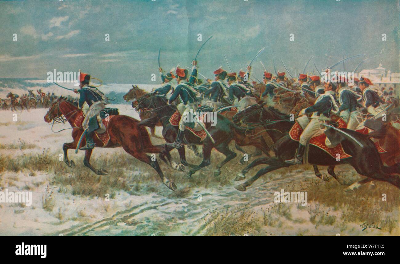'The Charge of the 10th Hussars at Benevente (Corunna Campaign), 1809 ...