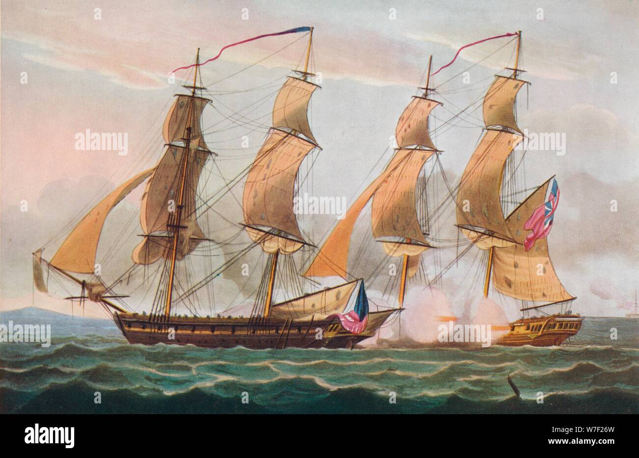 'A Duel Between 'Brigs', c1817. Artist: Thomas Whitcombe Stock Photo ...