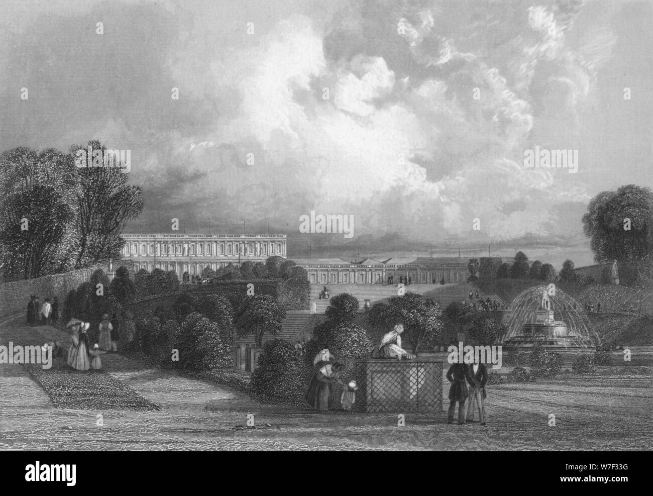 'The Garden of Versailles', 1839. Artist: J Davis Stock Photo - Alamy