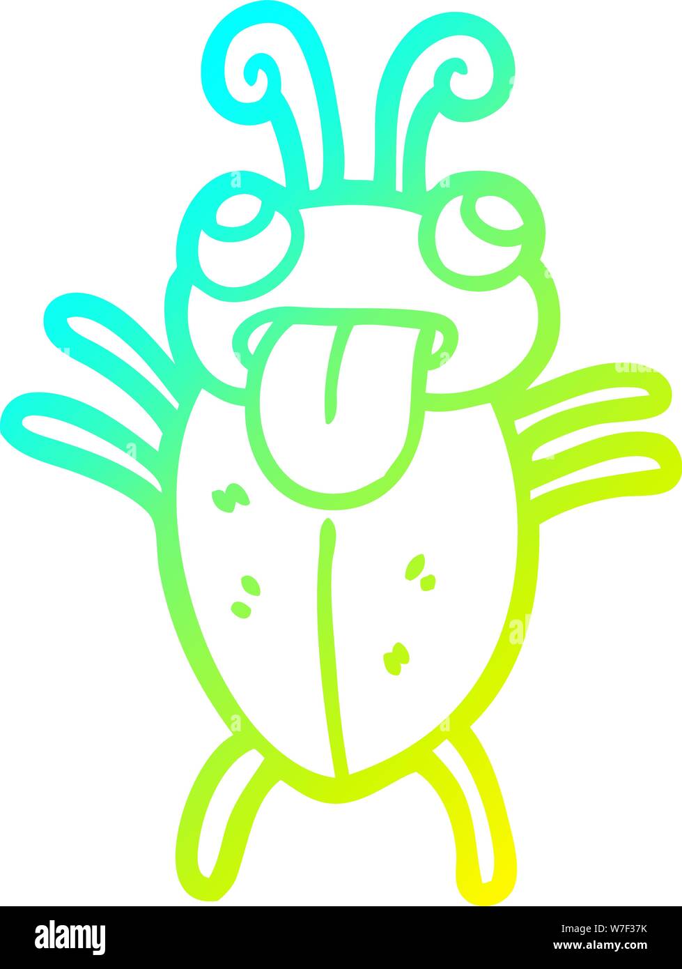 cold gradient line drawing of a funny cartoon bug Stock Vector Image ...