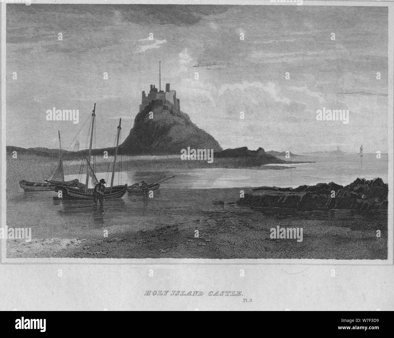 'Holy Island Castle', 1814. Artist: John Greig Stock Photo - Alamy