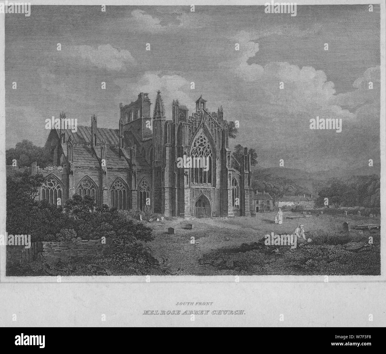 'South Front - Melrose Abbey Church', 1814. Artist: John Greig Stock ...