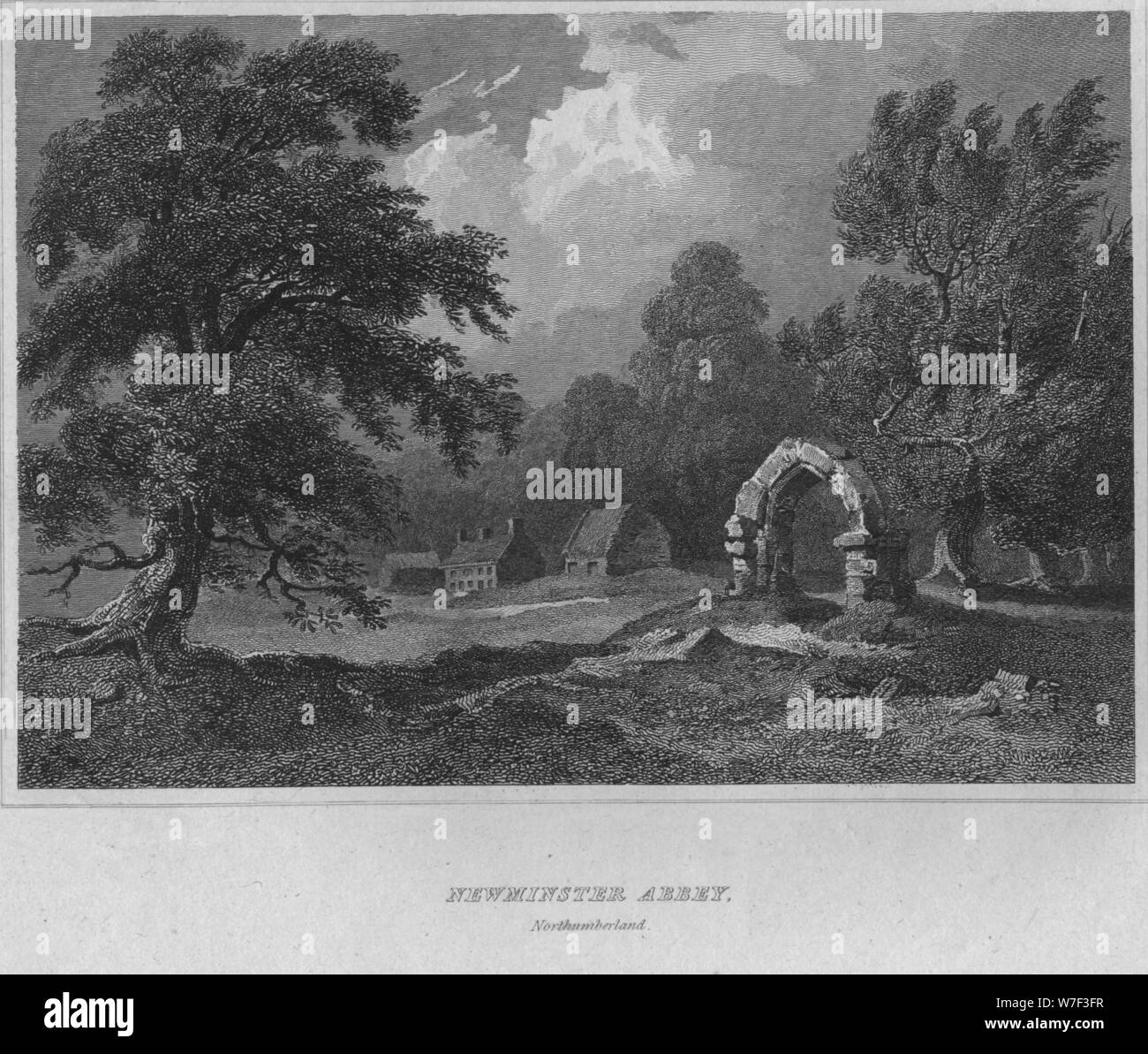 'Newminster Abbey, Northumberland', 1814. Artist: John Greig Stock ...
