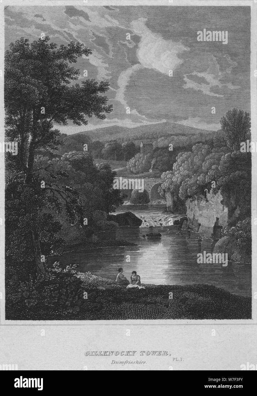 'Gillknocky Tower, Dunfrieshire', 1814. Artist: John Greig Stock Photo ...