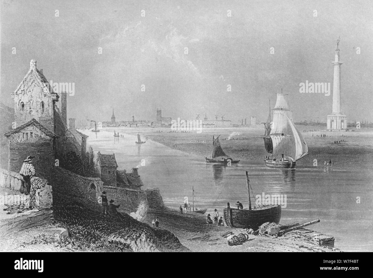 'Yarmouth, with Nelson's Monument', 1859. Artist: H Griffiths Stock ...