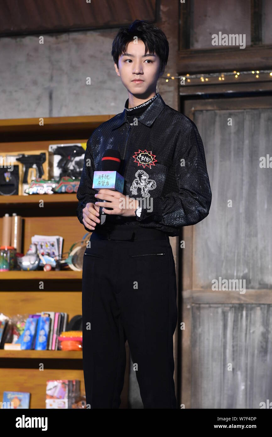 Karry Wang Or Wang Junkai Of Chinese Boy Group Tfboys Attends A Press