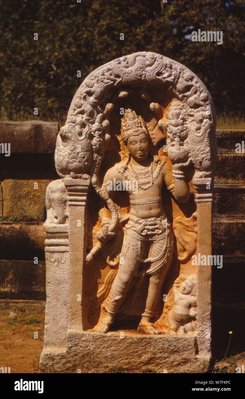 Naga King on a Guardstone at entrance to Ratanapasada, Anuradhapura, 8 ...