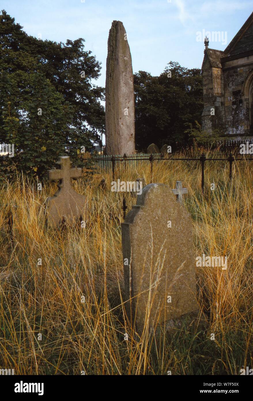 Prehistoric Monolith in Churchyard of Rudston, Humberside, UK, 20th ...