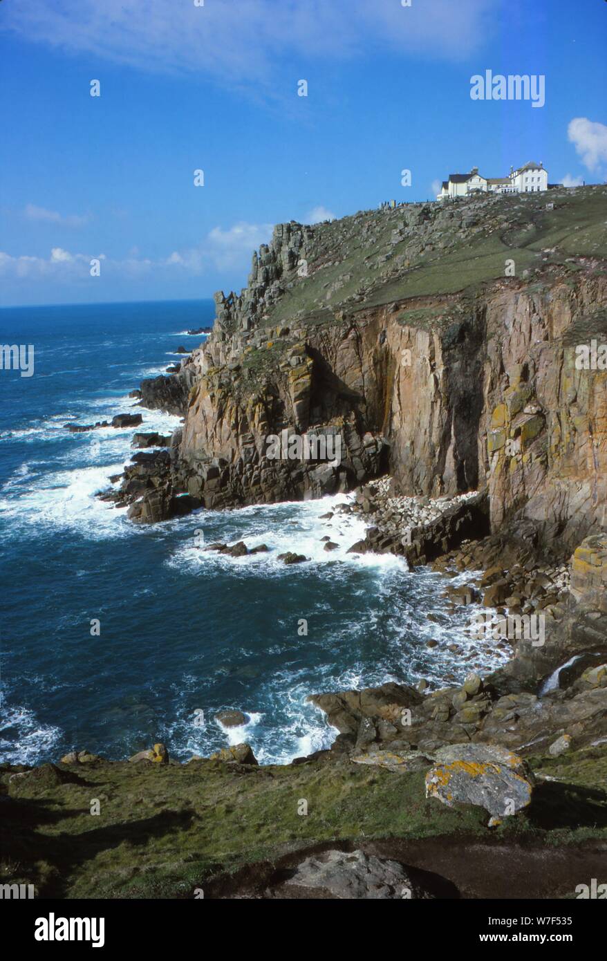 Granite Cliffs below Lands End mine, Cornwall, England, 20th century ...